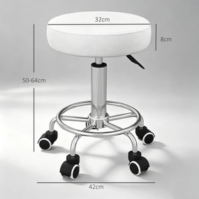 Vinsetto Salonní stolička, výškově nastavitelná, umělá kůže, do 110 kg, Ø42x50-64H cm, bílá