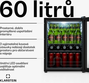 Klarstein Beersafe nápojová chladnička se skleněnými dveřmi | 64 x 48 cm | LED vnitřní osvětlení
