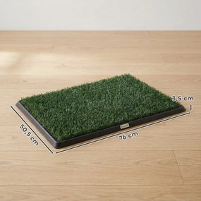 Záchod pro psy 76 x 50,5 cm Záchod pro psy se 2 umělými trávníky omyvatelný Záchod pro štěňata pro psy na balkón doma Černá+Zelená