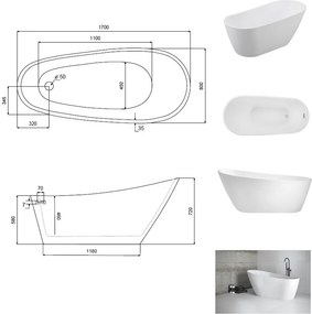 Besco Melody vana volně stojící 170 x 80 cm sifon grafit barva zlatá VANMELODY170GG1 Koupelny Bernold