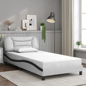 Rám postele bez matrace Hvar bílý a černý 100 x 200 cm umělá kůže 3207987