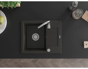 Mexen Enzo - dřez granitový 57,6x46,5cm, 1-komorový, černá-zlatá, 6506571005-75