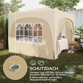 Outsunny altán 3x3m, vodoodpudivý stabilní zimní pop-up skládací altán, UV ochrana 50+, skládací párty stan zahradní stan se 4 bočními panely taška z…