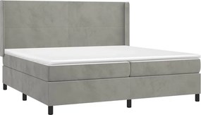 Box spring postel s matrací světle šedá 200x200 cm samet 3132579