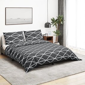 Sada povlečení na peřinu tmavě šedá a bílá 155x220 cm bavlna 136055