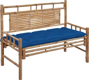 vidaXL Zahradní lavice s poduškou 120 cm bambus [3063892] Barva: Modrá