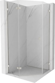 Mexen Lunar, pětiúhelníkový sprchový kout naklápěcí doleva 80 x 80 cm, 8mm čiré sklo, ocelový profil, 831-080L-080P-97-00-L