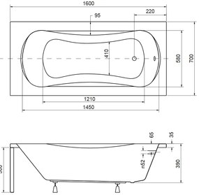 NIKIDO - B Akrylátová vana ARIA 130x70, 140x70, 150x70, 160x70, 170x70 Velikost: 130x70