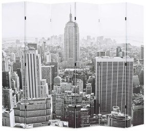 vidaXL Marketos Skládací paraván 228 x 170 cm New York by Day černobílý
