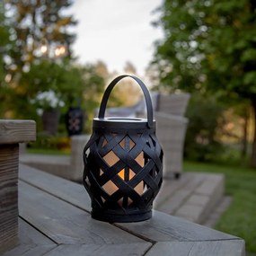 Černá lucerna Star Trading Flame Lantern, výška 16 cm