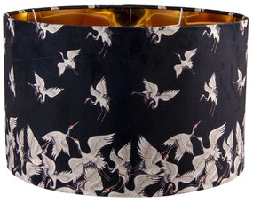 Sametové černé závěsné stínidlo na lampu s volavkami - Ø 45*28 cm / E27