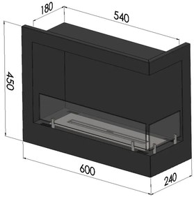 InFire - Rohový BIO krb 45x60 cm 3kW černá