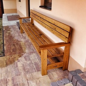 KULHÁNEK Zahradní lavice s područkami - přírodní Délka: 200 cm, Odstín nátěru: olej - palisandr