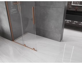 Mexen Velar L, posuvná sprchová zástěna Walk-in 120 x 200 cm, 8mm čiré sklo, měděná matná, 871-120-003-03-65