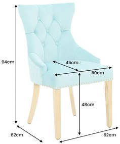 Designová židle Queen Lví hlava světle modrý samet