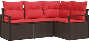Set pohovek 4 ks Hnědá polyratan 3346364