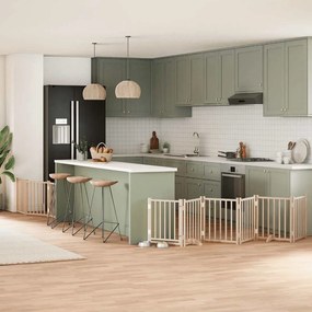 Zábrana pro psy s dvířky skládací 9 panelů 450 cm topol 3155697