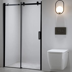 BPS-koupelny Posuvné sprchové dveře HYD-PD03B 100 černé/transparent pro instalaci do niky + vanička HYD-OSV-ST03A 100x80 bílá