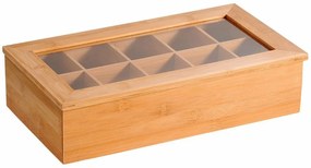 Kesper 58901 Organizér na čaje bambus, 10 přihrádek, 36 x 20 x 9 cm