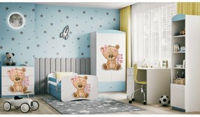 Dětská skříň Babydreams 90 cm méďa s kytičkami modrá