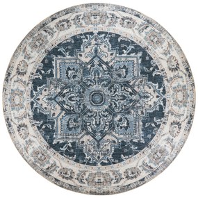 Modrý kulatý žinylkový koberec Ajver 200 cm