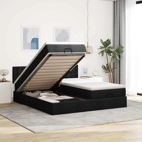 Osmanský rám postele s matrací černý 200x200cm textil 3312894