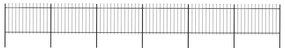 Zahradní plot s kopím nahoře ocelový 1005 x 120 cm černý 277625