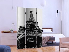 Pokojová zástěna Pařížský obr (3-dílný) - černobílá Eiffelova věž na pozadí nebe