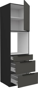 ARIA pe | vysoká skříňka 60 DPS-210 3S1F na vestavnou troubu | PREMIUM BOX | 60 cm | ANTI FINGERPRINT povrch | černá/šedá grafit