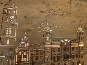 Li-Go "Hradec Králové" světelný obraz 230V 100x70cm provedení povrchu: dub světlý