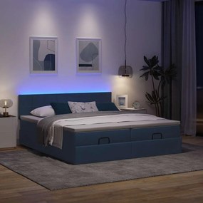 Osmanský rám postele s matracíes modrá 180x200cm textil 3312849