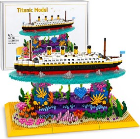 LEAN Toys Stavebnicové kostky – Loď Titanic na korálovém útesu, 3892 dílů