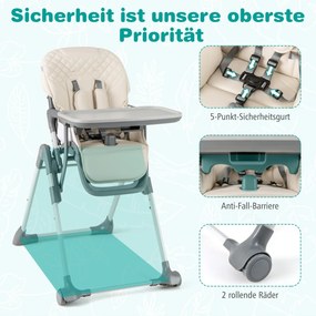 Costway Vysoká stolička baby skládací dětská vysoká stolička s funkcí polohování