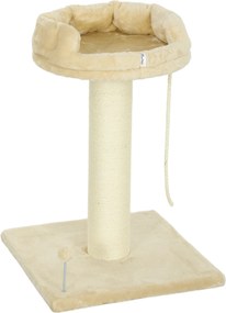PawHut 83cm kočičí strom s sisalovými sloupky, platformou, sisalovým lanem, škrabadlem pro střední kočky, béžový