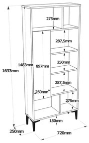 BUNGI regál, barva dub Left + antracit