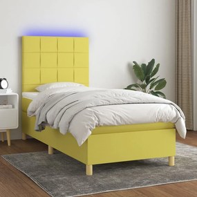 vidaXL Box spring postel s matrací a LED 90x190 cm textil [3135399] Barva: tmavě hnědá