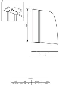 Deante Alpinia, vanová zástěna 115x140 cm s otočným 1-křídlem (85cm otočné, 30cm fix), čiré sklo s EasyClean, chromový profil, KGA_072P