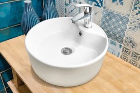 Invena Granada, kulaté umyvadlo na desku 470x470x155 mm, bílá, INV-CE-45-001-W
