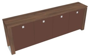 Nízká skříň Verno+ 260 x 46 x 90 cm, skleněné dveře, ořech / hnědá