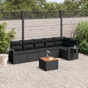 7dílná zahradní sedací souprava s poduškami černá polyratan 3224571