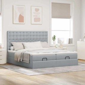 Osmanský rám postele s matrací světle šedý 200x200cm textil 3313741