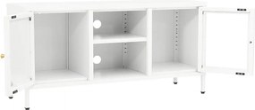 TV stolek bílý 105 x 35 x 52 cm ocel a sklo 336059