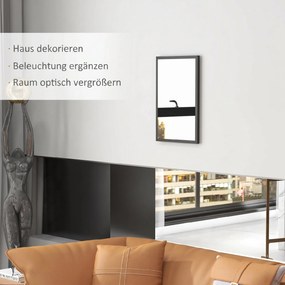 HOMCOM Obdélníkové Zrcadlo na Zeď 60 x 40 cm, Černý Dřevěný Rám, Ideální do Koupelny, Obývacího Pokoj nebo Ložnice
