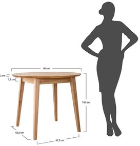 KATMANDU Stůl střední kulatý Orbetello, tabákový, masiv dub, 90x75x90 cm