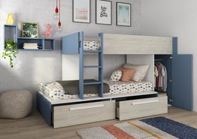 Aldo Dětská patrová postel se skříní a šuplíky Cascina - smoky blue