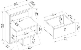 Noční stolek SNEKER 60x48,6 cm béžová/borovice atlantic