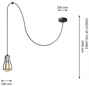 Lustr na lanku TUBE LONG 1xE27/15W/230V černá/chrom