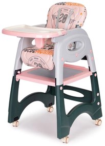 Dětská jídelní židle Ecotoys 2v1 šedivo-růžová
