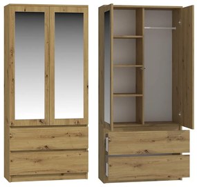 Šatní skříň se zrcadlem MALWA SS-90 dub artisan