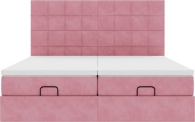Osmanský rám postele s matrací růžová 200x200cm samet 3313783